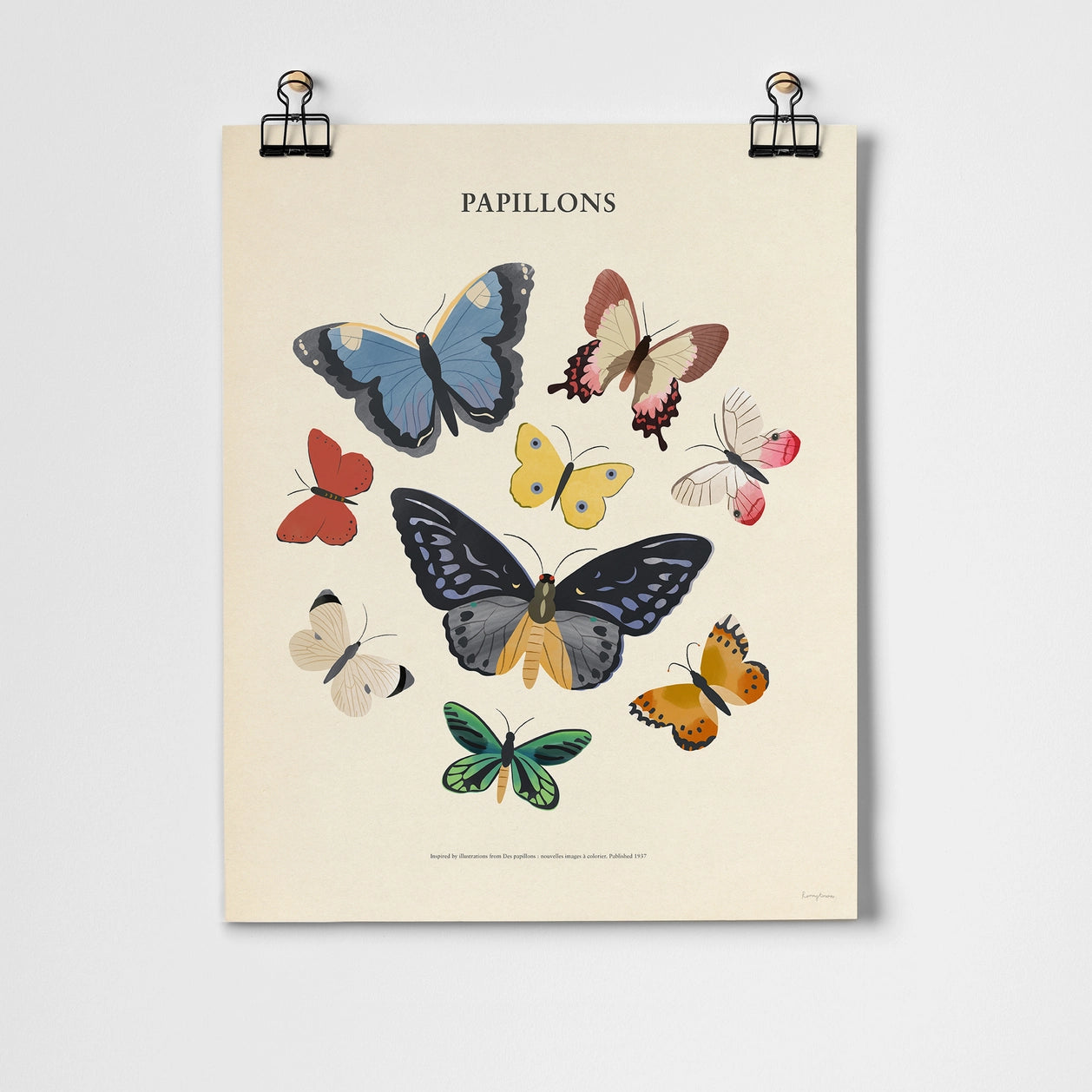 Papillons - Butterflies A3 Art Print, $33.24