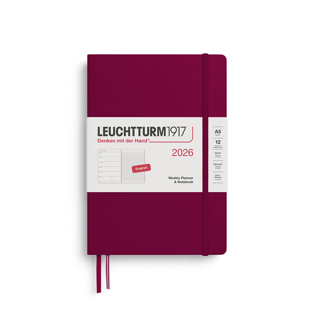 Leuchtturm 2026 A5 Hardcover Diary - Weekly Planner & Notebook (lined ...