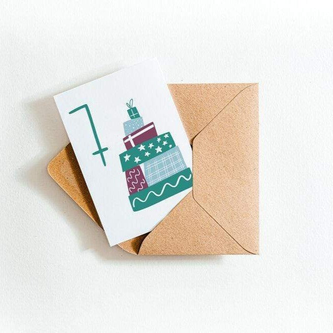 Seven Presents 7th Birthday Letterpress Card, $4.34